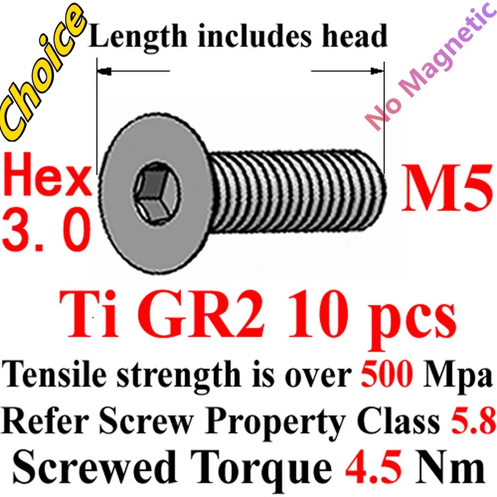 10 шт. Титановые винты QCTI DIN 7991 M5 M5x12 10pcs