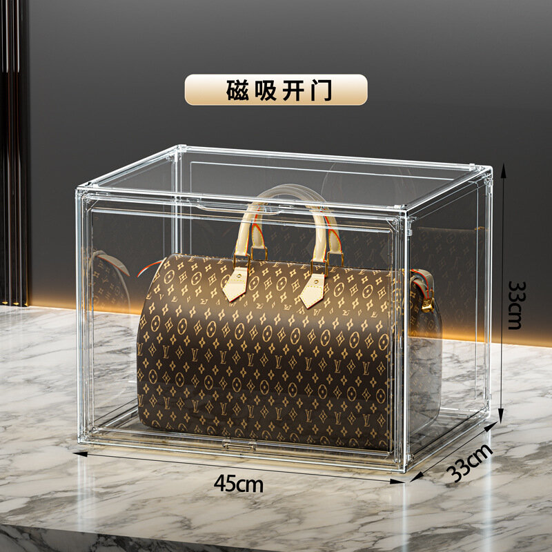 Коробка для хранения сумок, акриловая, утолщенная, прозрачная, высококачественная, роскошная, для спальни, домашний магнитный пылезащитный шкаф для хранения