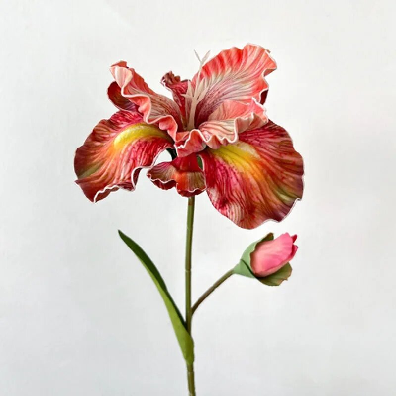 45 см реалистичные искусственные цветы ириса с 2 головками, текстура EVA, искусственный цветок, домашний свадебный декор, розовый, белый цвет, камелия, цветочный подарок