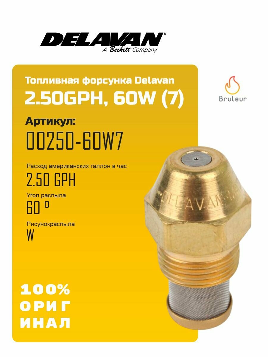 Форсунка Delavan 2.50GPH, 60W (7) 00250-60W7