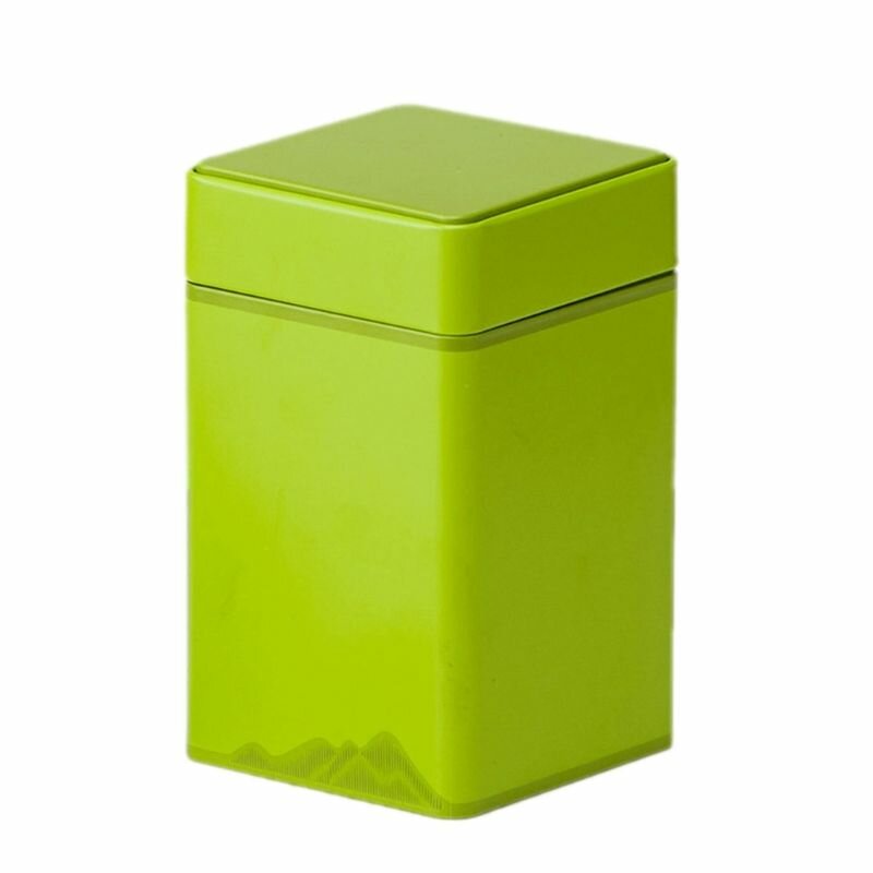 Простая однотонная квадратная банка для чая-зеленый-высокий стиль