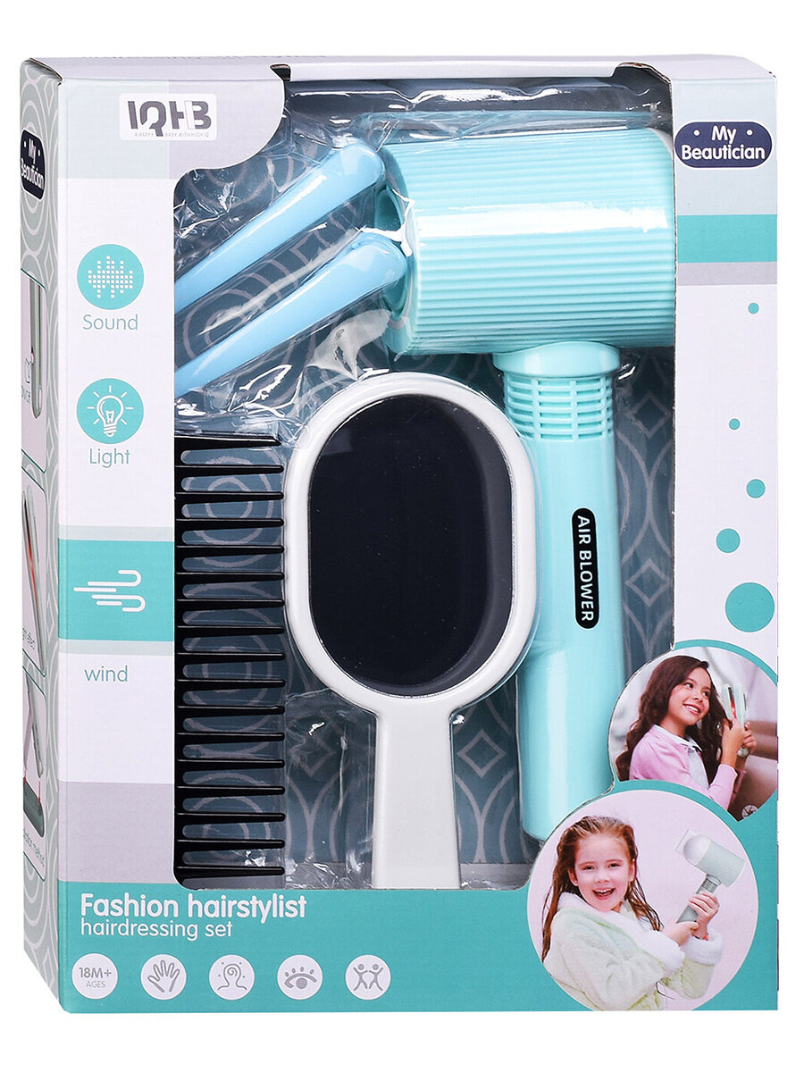 Набор парикмахера с феном со звуковыми эффектами мятный A2008-3 с 3 лет