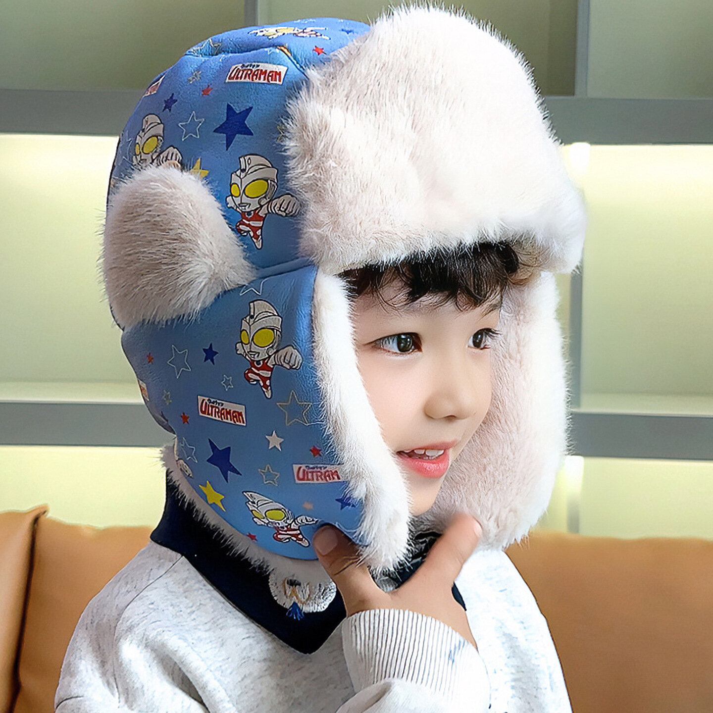 Детская шапка для мальчиков и девочек, стильная шапка Ультраман Лей Фэн, зимняя, с флисовой подкладкой, утолщенная, для велоспорта, лыж, ветрозащитная, теплая шапка