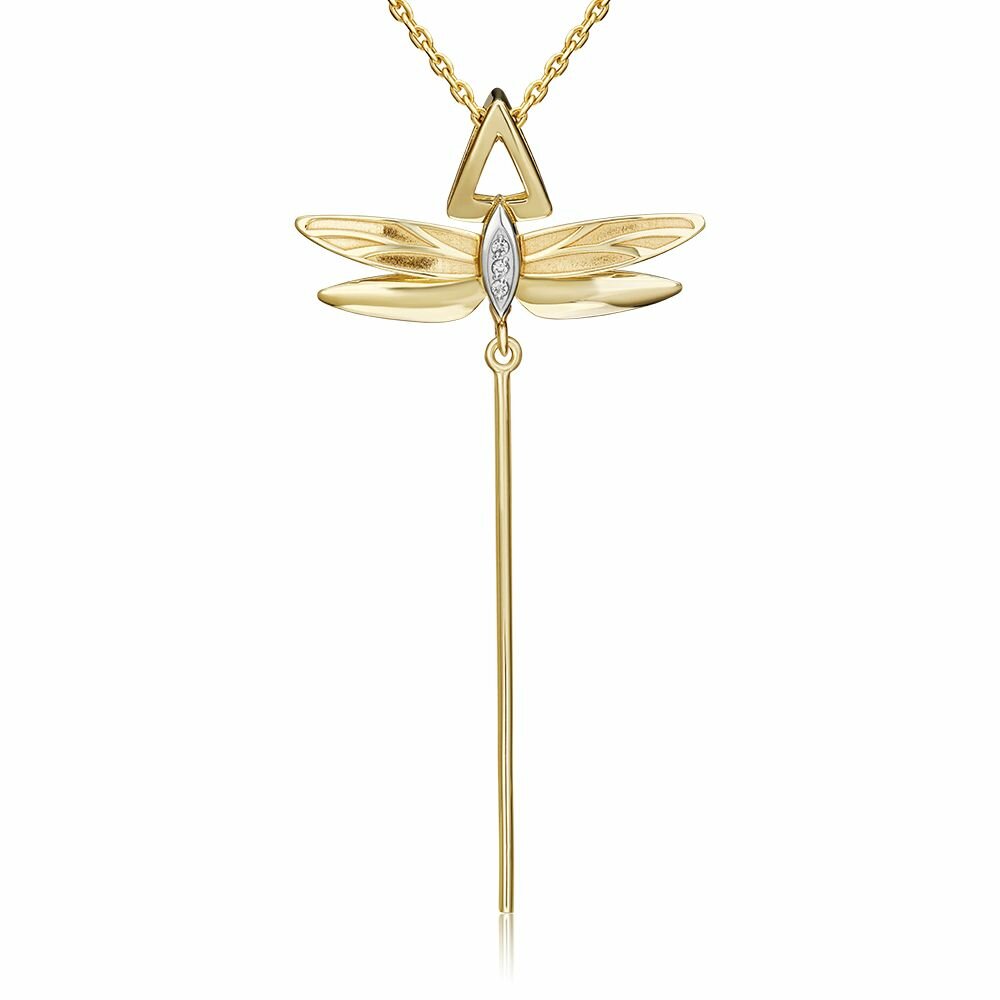 Подвеска, комбинированное золото, 585 проба, родирование, бриллиант