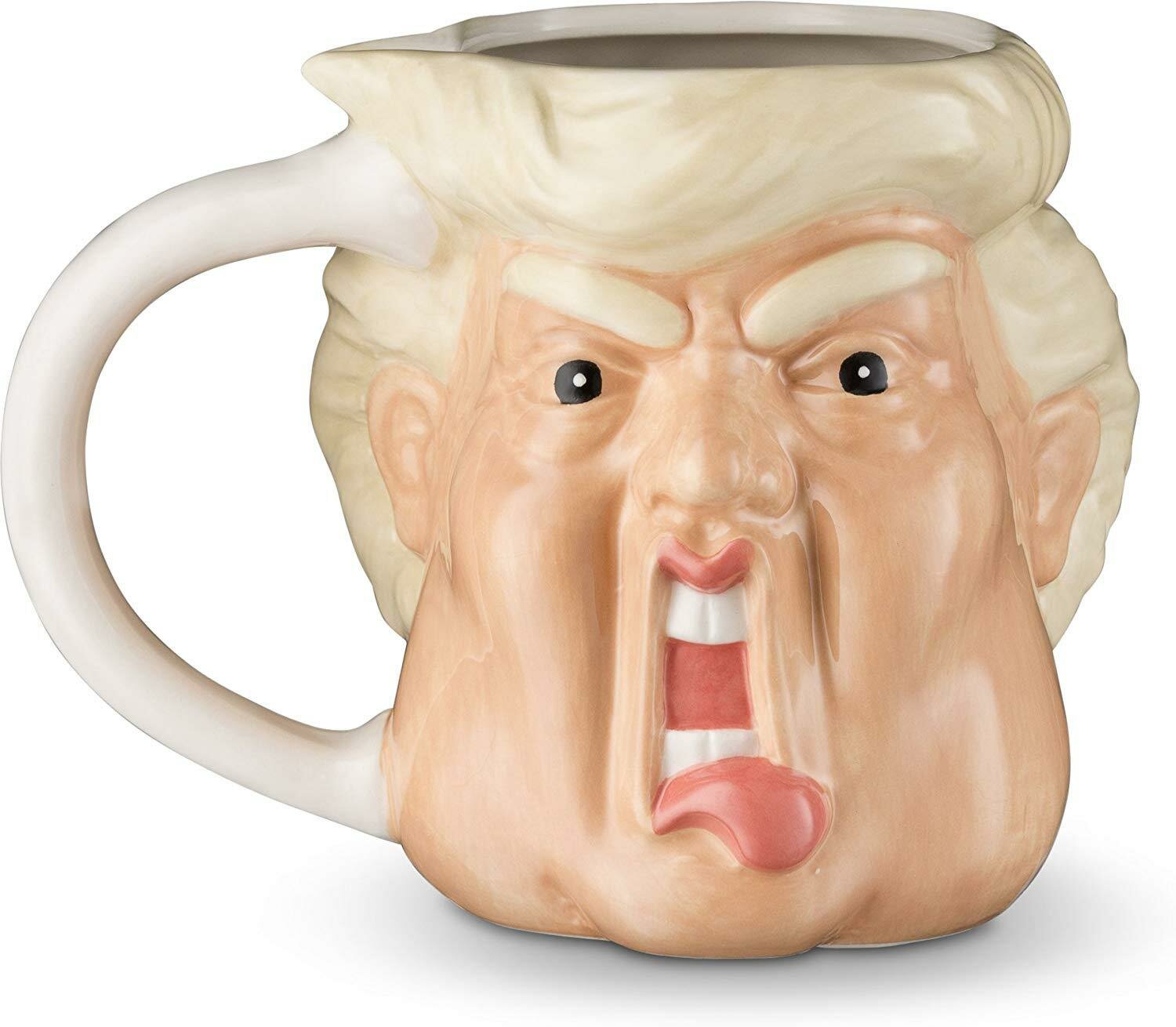 Кружка "Дональд Трамп", керамическая, с декором, бежевая,1 шт