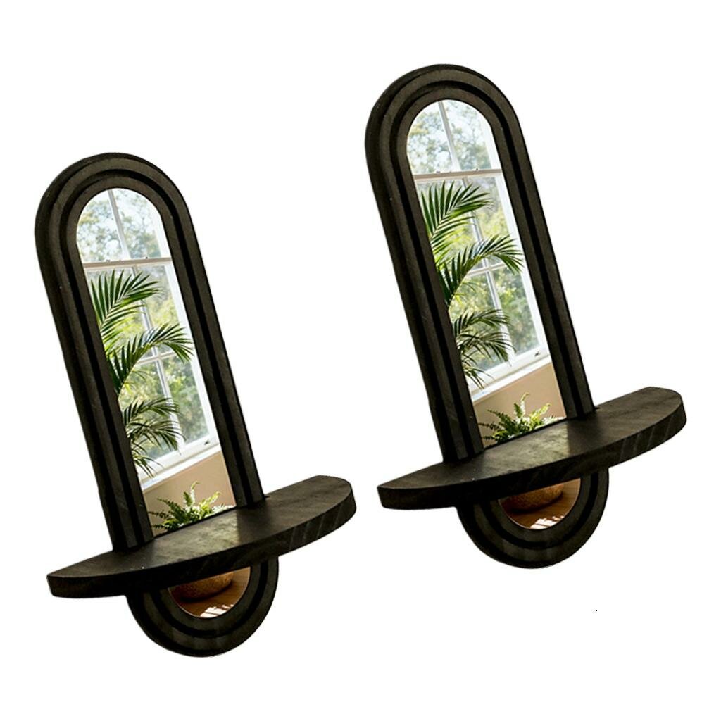 Деревянная полка-зеркало для стен, 2 упаковки