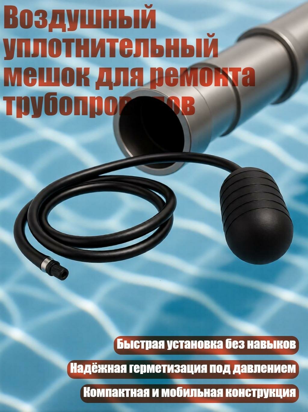 Воздушный уплотнительный мешок для ремонта трубопроводов, 100