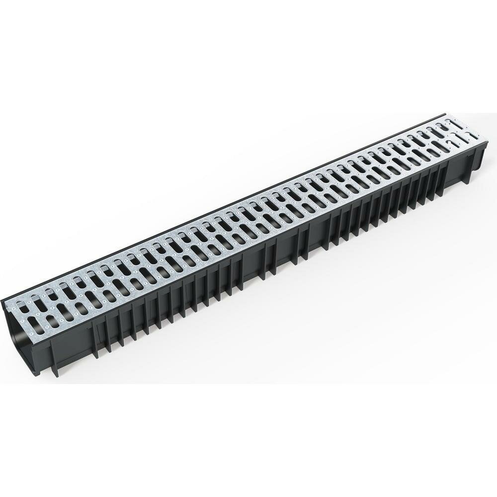 Лоток пластиковый Стилот SteePlain DN100, H100, с решеткой стальной тип 1 P1010S01