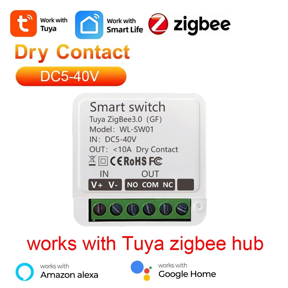 Умный выключатель Tuya Zigbee 3.0 Dry Contact DC5-40V