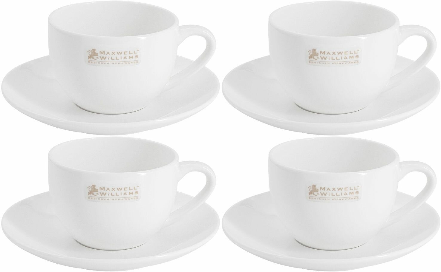 Кофейный набор на 4 персоны Maxwell & Williams Кашемир, сервиз 8 предметов: 4 шт чашки 100 мл и блюдца из фарфора, подарочный