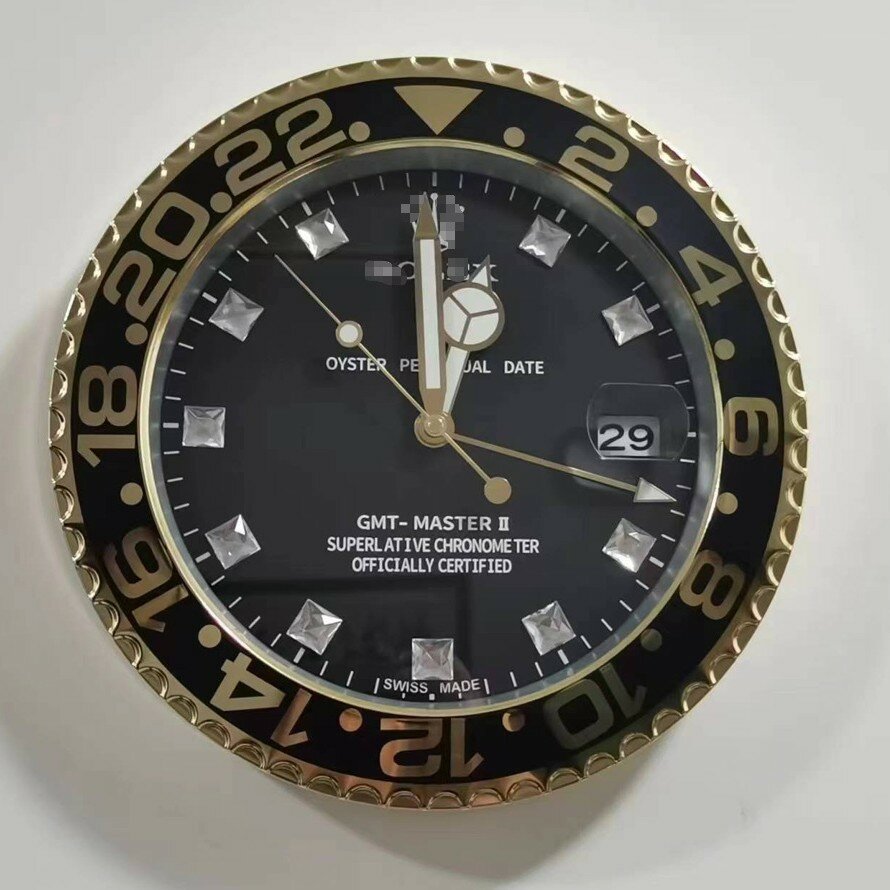 14inch Настенные часы Rolex Submariner с металлическим корпусом и увеличительным стеклом GMT, подходящие для залов в