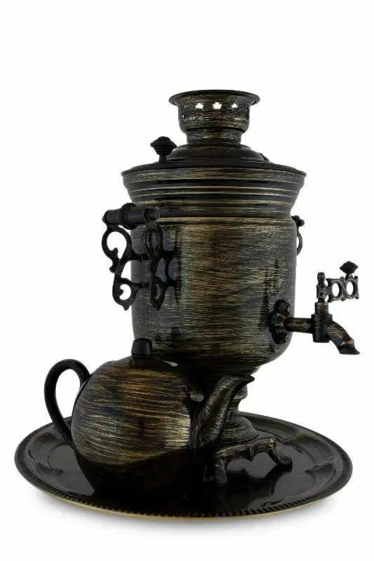 Электрический самовар 3 л Банка в наборе с росписью Золотые нити