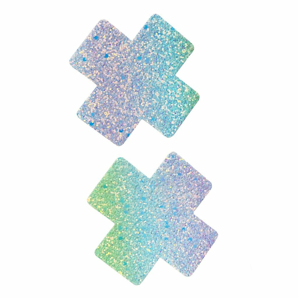 10 пар одноразовых сексуальных флуоресцентных наклеек на грудь - синий, зеленый и фиолетовый градиентный крест