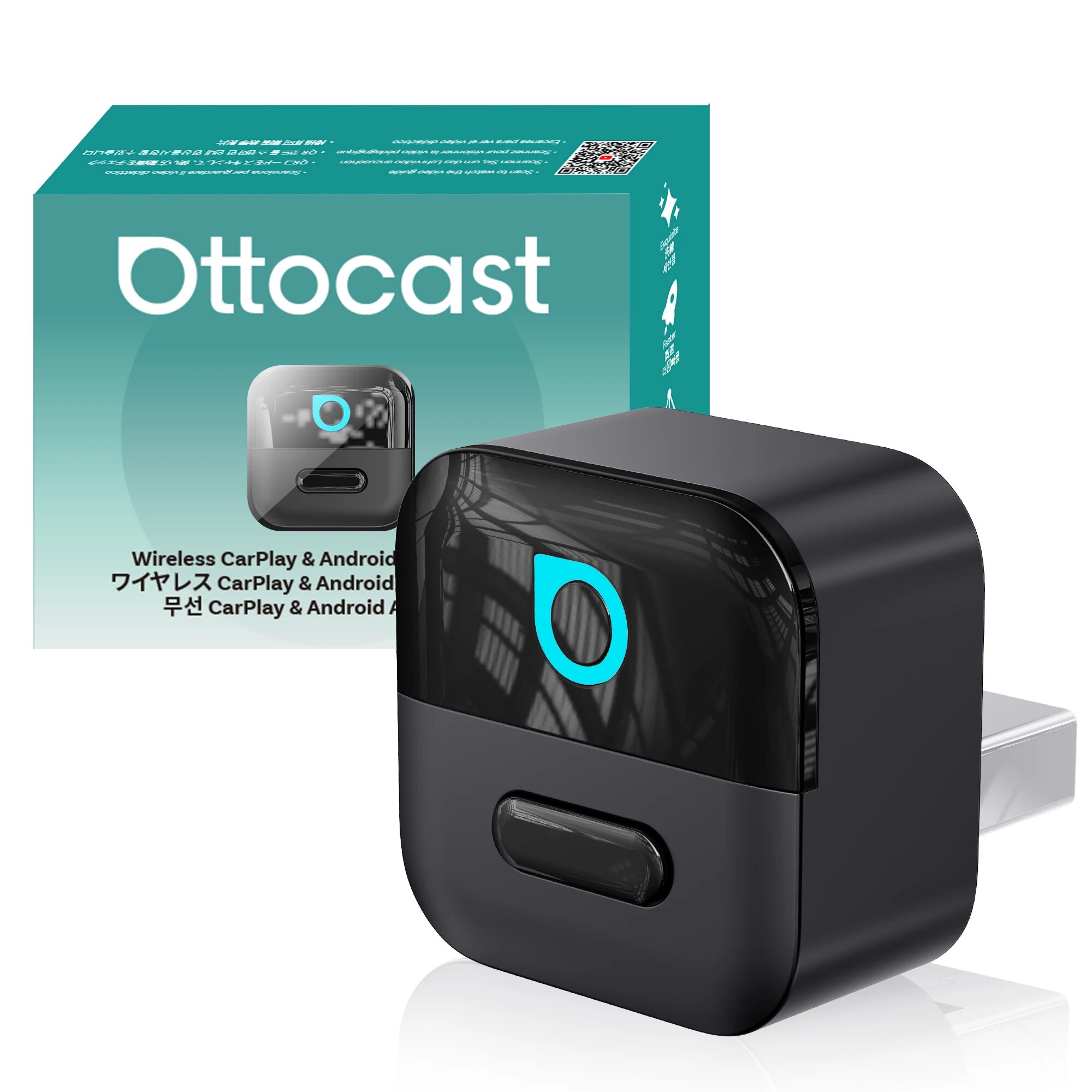 OTTOCAST Mini Pico Black, адаптер CarPlay/Android Auto Wi-Fi 6.0