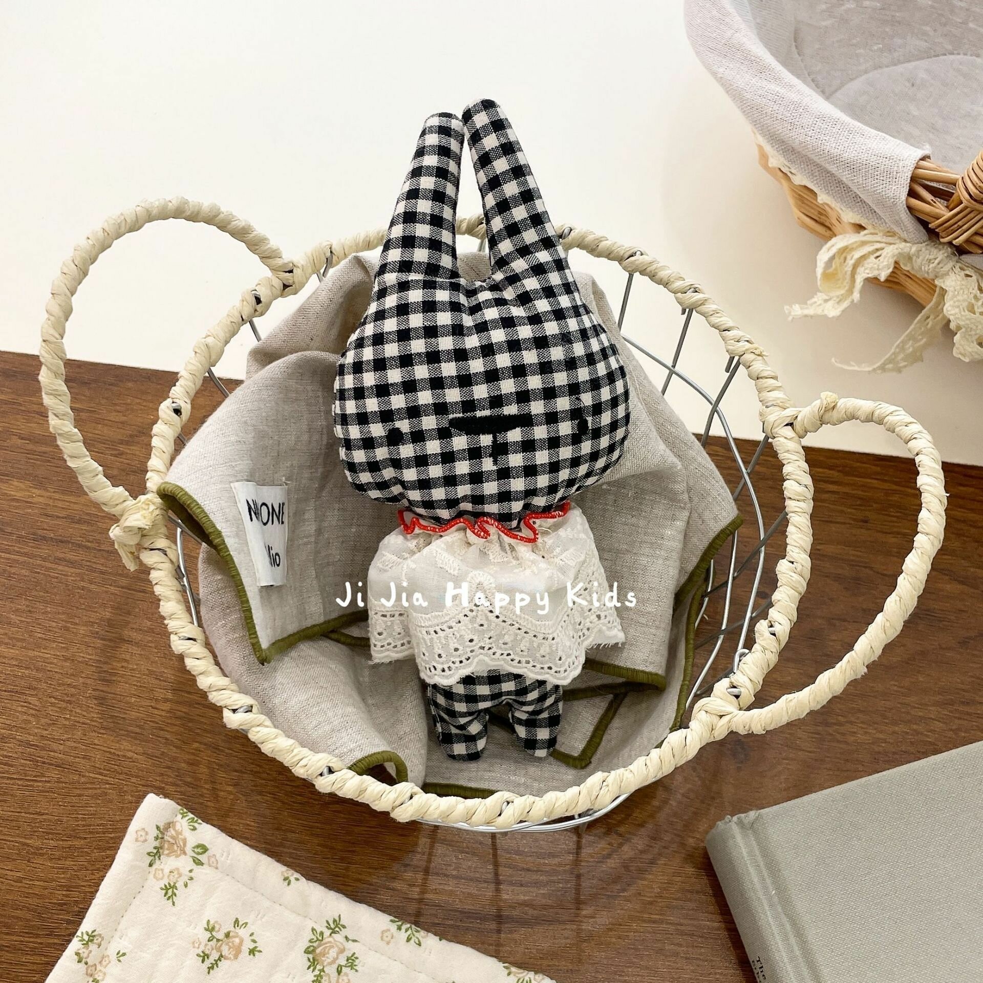 Оригинальная плюшевая кукла-зайчик ручной работы Niannian в цветочном платье, милая и очаровательная хлопковая игрушка-зайчик, декоративная кукла.