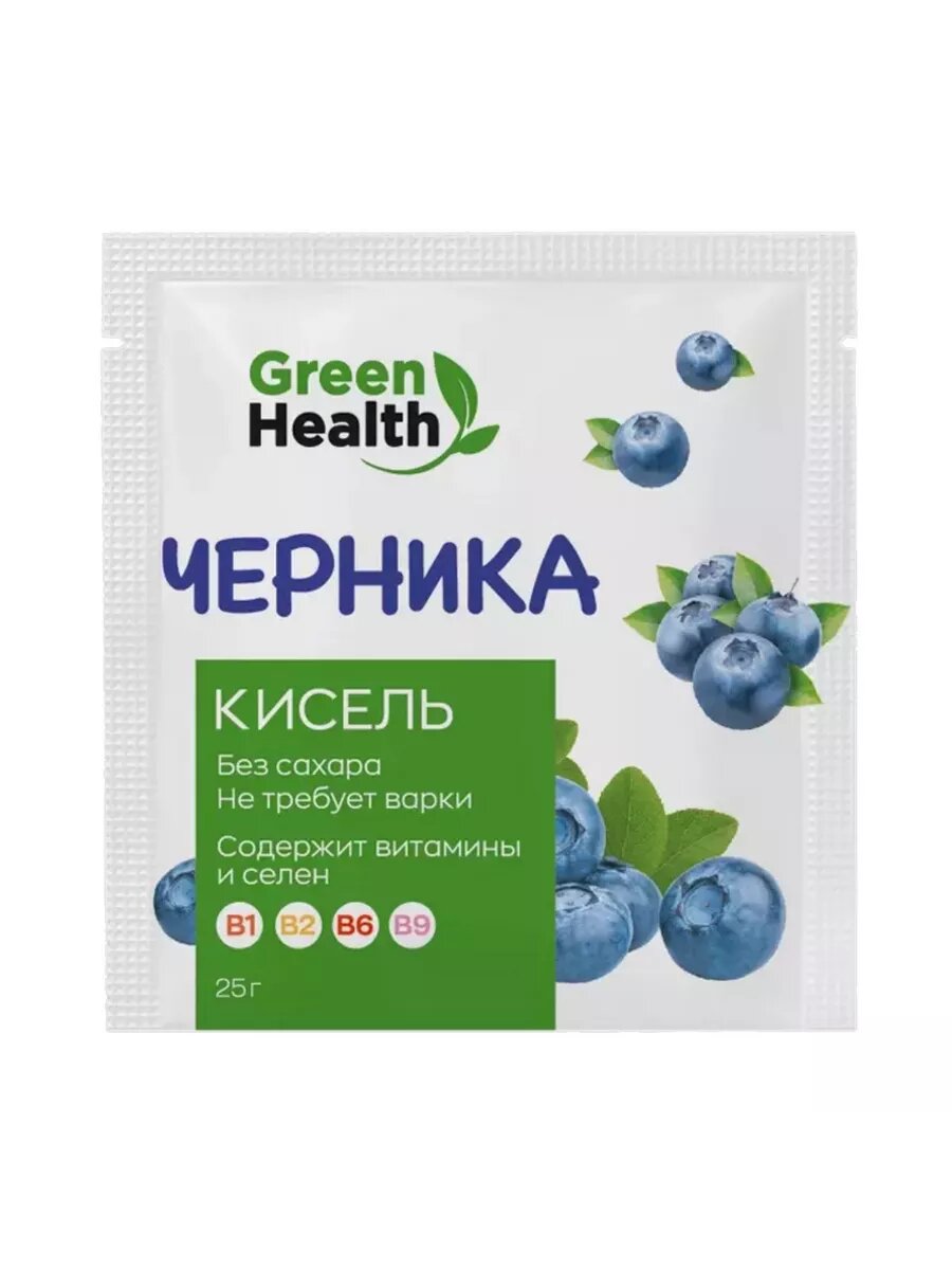 Грин Хэлф Кисель Черника без сахара, 25 г, 1шт.