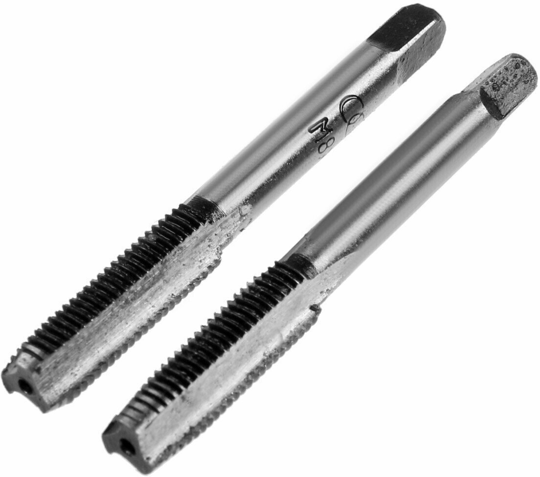 Метчики метрические ручные тундра, М8×1 мм, комплект из 2 шт.