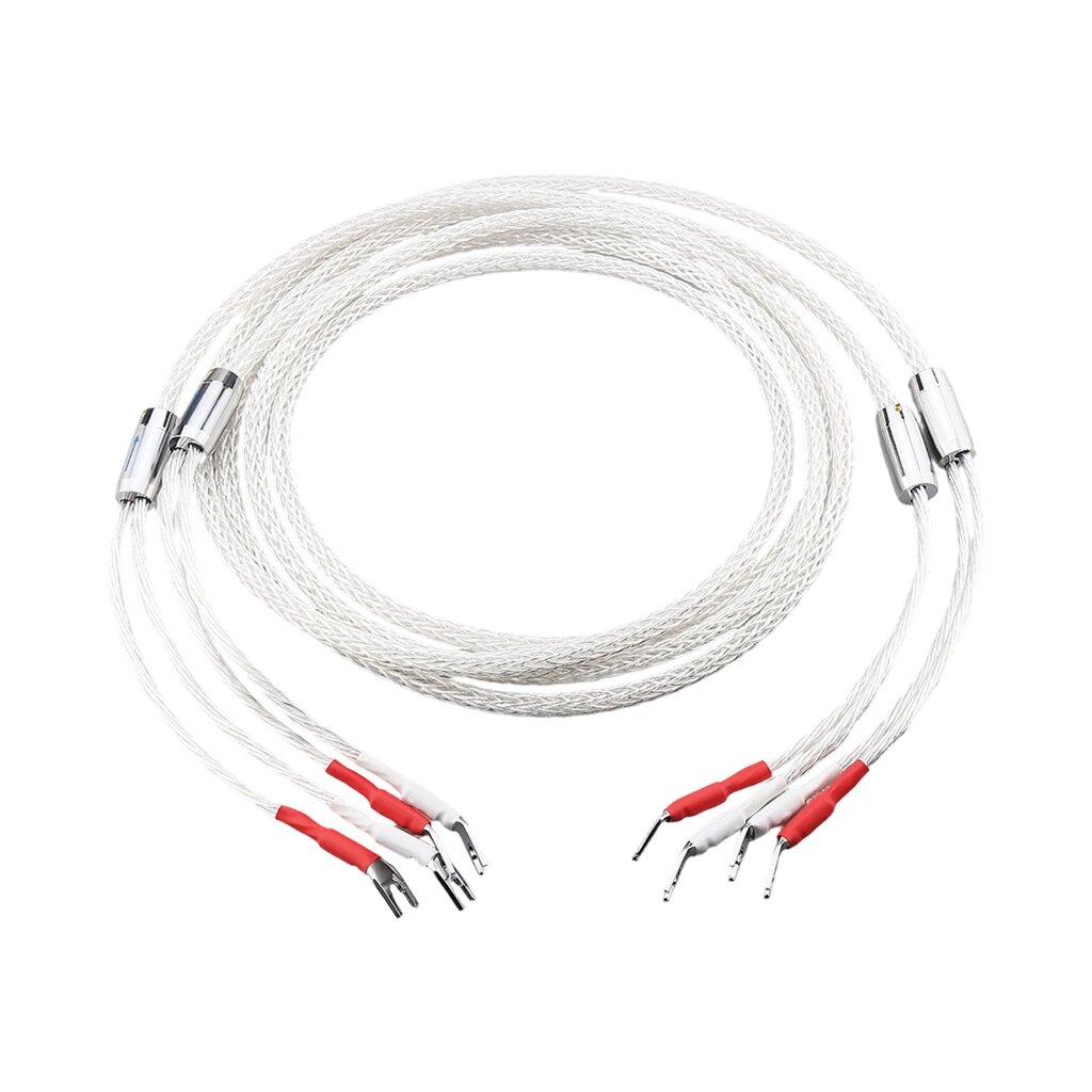 Высококачественный Посеребренный Кабель динамика со Штекерами типа "Банан" и Y-образными Клеммами