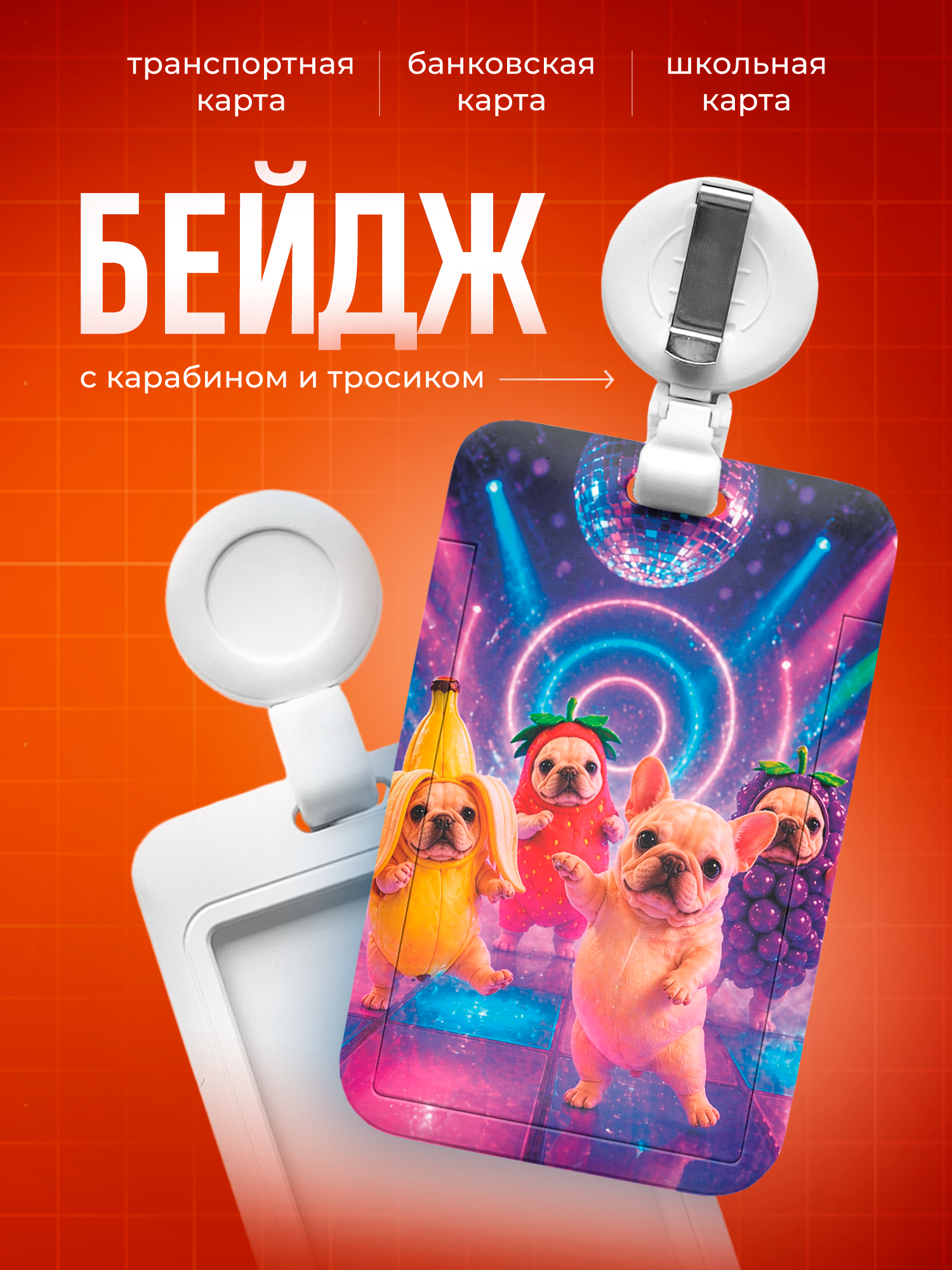 Бейдж чехол для пропуска, карты IREVIVE, с принтом pibble, собака