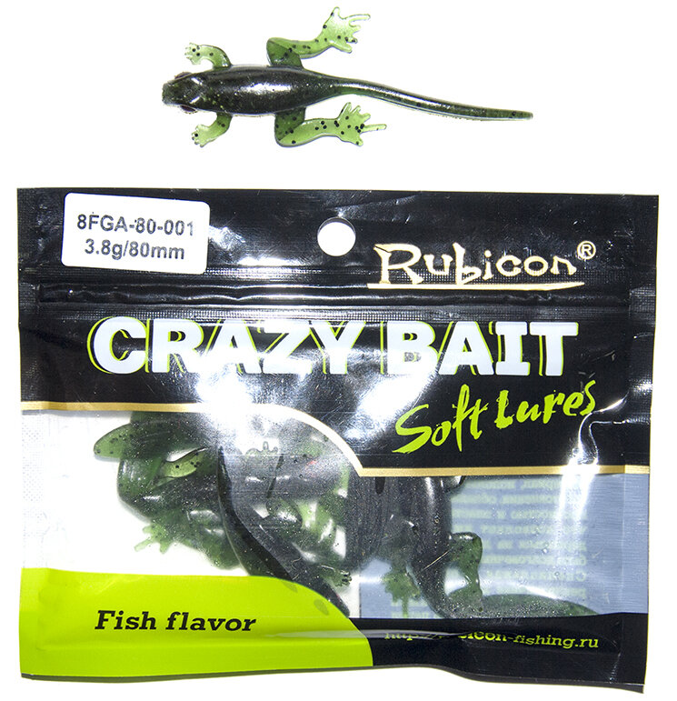 Съедобная силиконовая приманка RUBICON Crazy Bait FGA 3.8g, 80mm, цвет 001