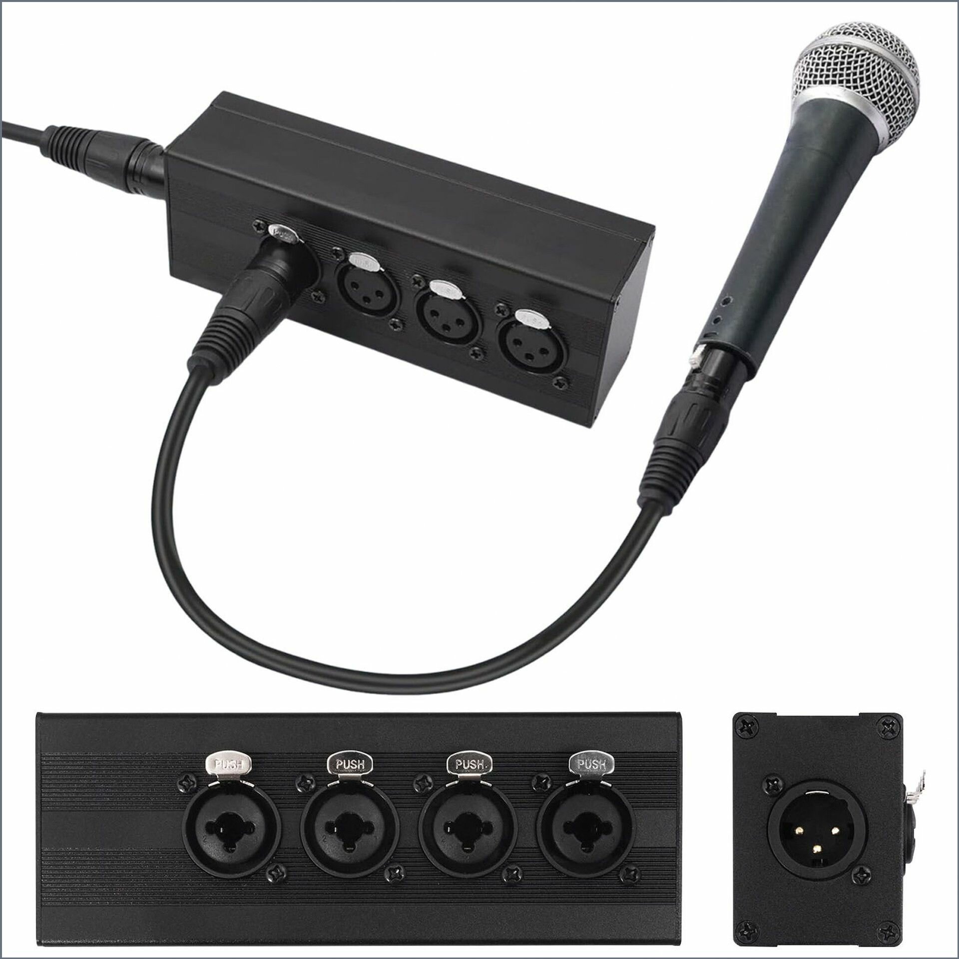 Аудиоразветвитель XLR-мужской на 4 XLR-женских с гальванической развязкой и прохождением фантомного питания