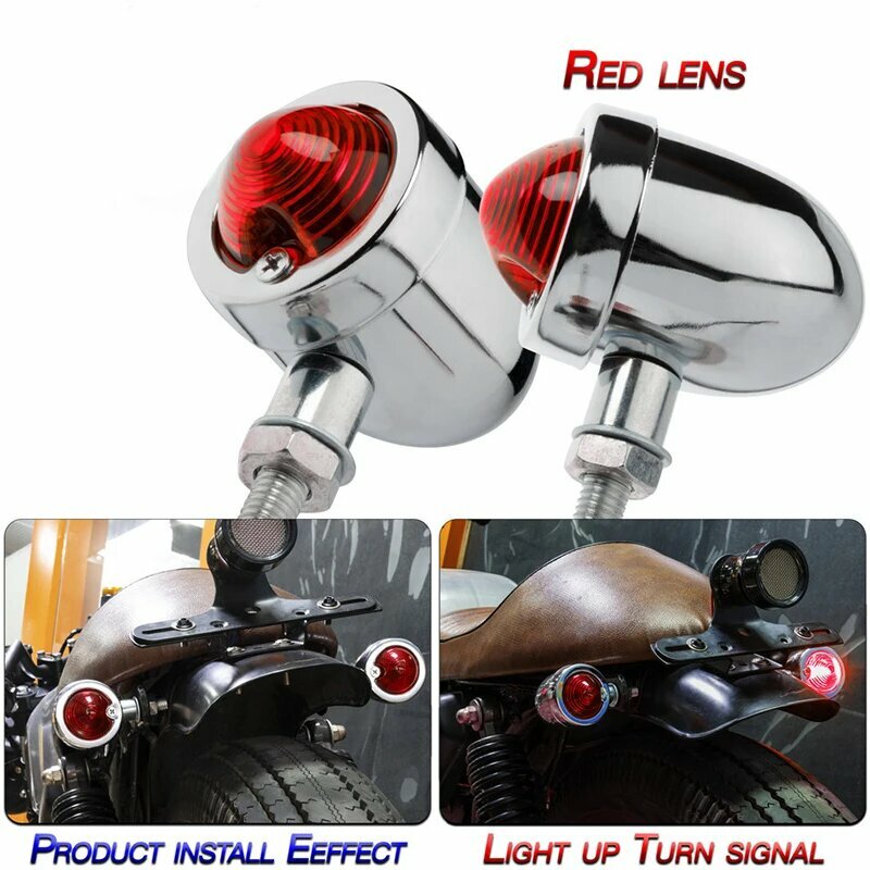 Сигнальный поворотник для мотоцикла, лампа для Harley Davidson Honda Yamaha Красный, Red Lens