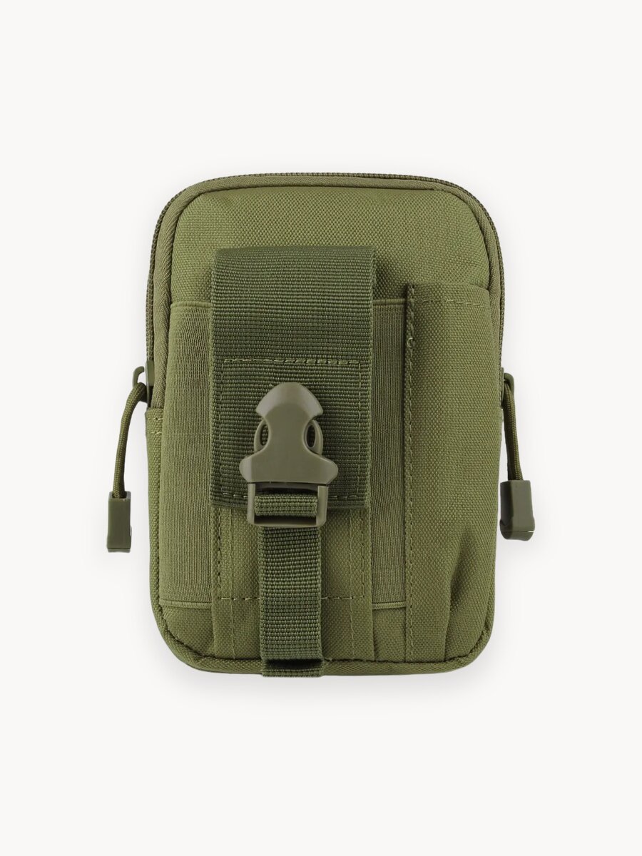Походный подсумок тактический поясной оливковый с двумя отделениями на молнии