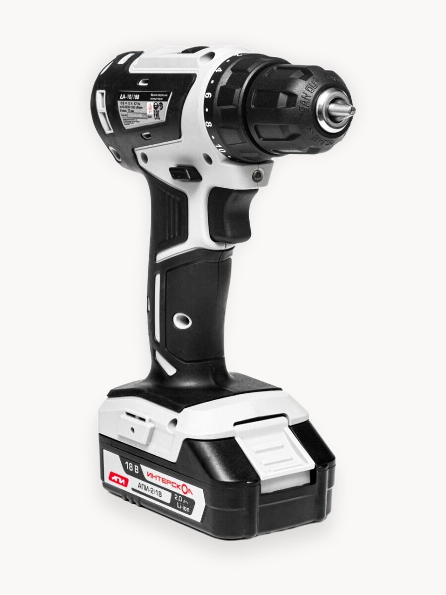 Бесщеточная аккумуляторная дрель-шуруповерт Интерскол ДА-10/18В минимакс Li-ion АПИ(кейс, 2 аккум. 1,5Ач, ЗУ) 709.1.2.70