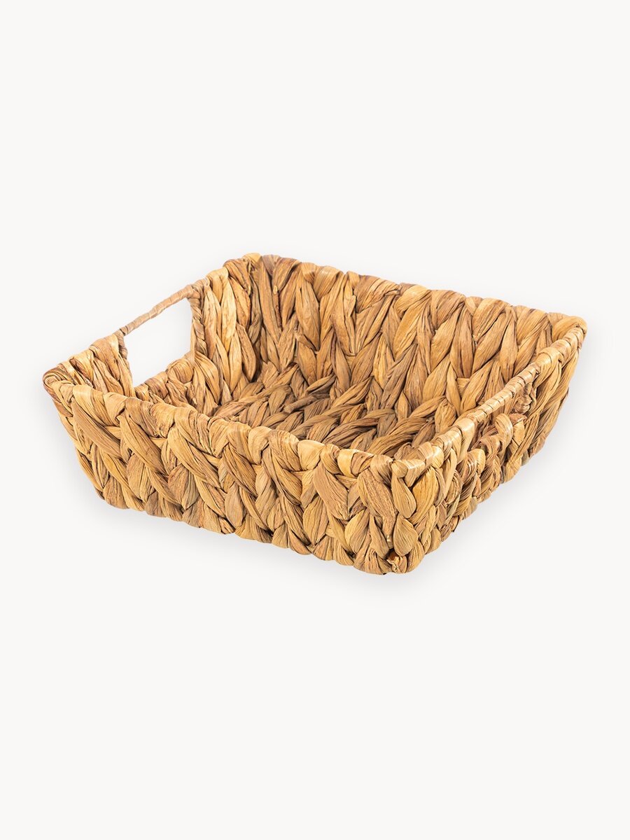 Корзина плетеная 24х24х9 см с ручками EL Casa, водный гиацинт