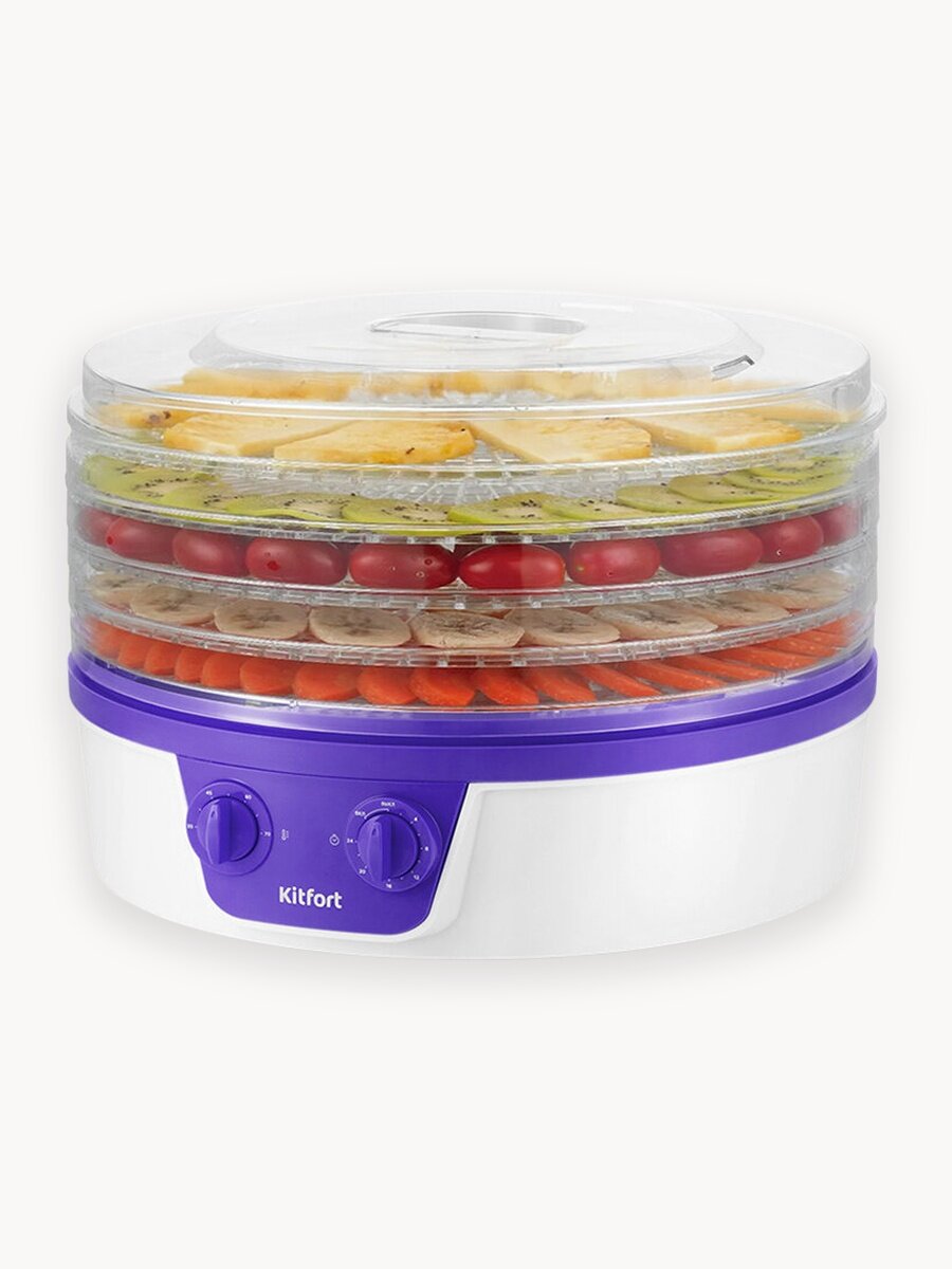 Сушилка для овощей и фруктов Kitfort КТ-1935-1 бело-фиолетовая