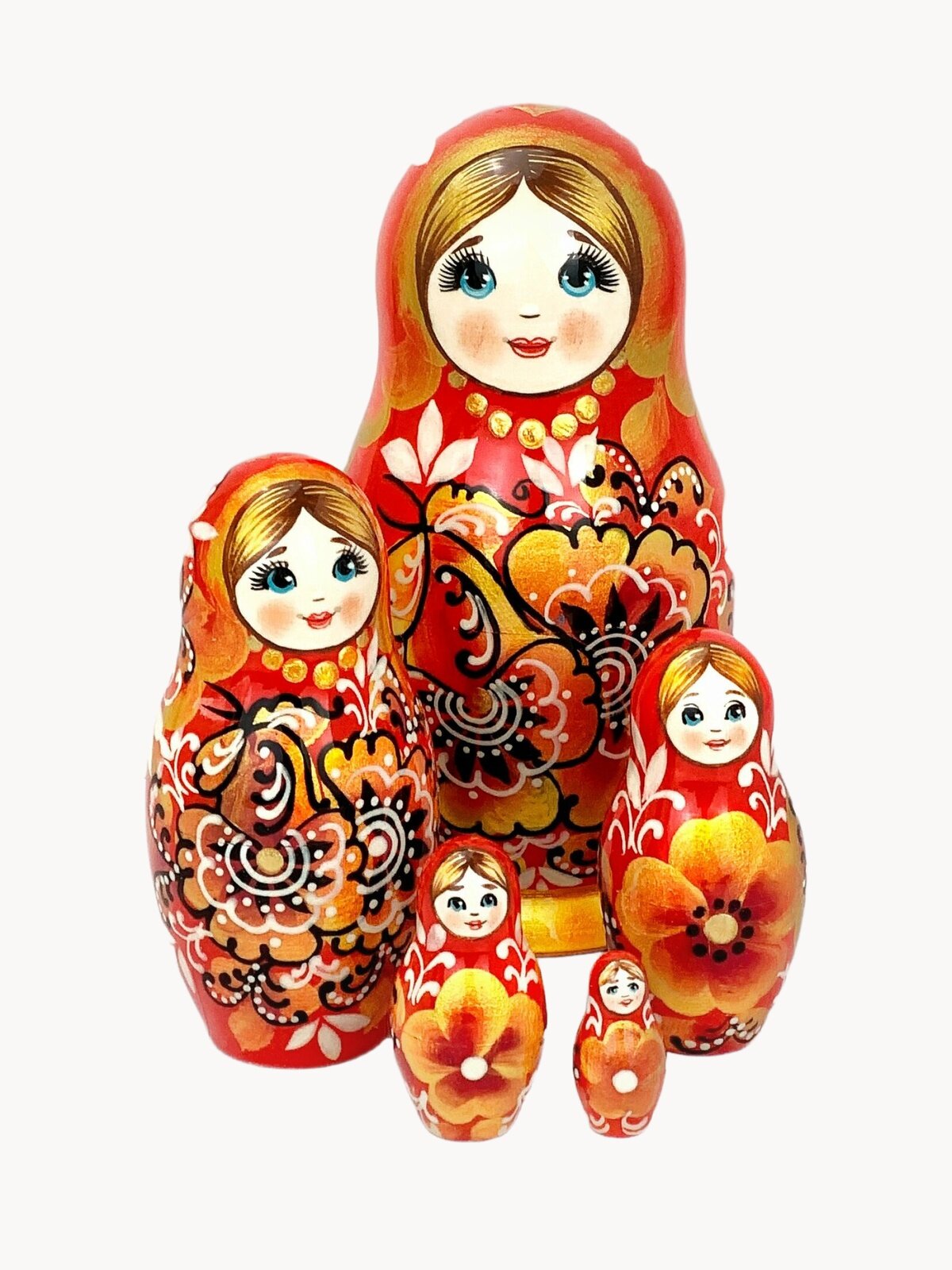 Матрешка деревянная детская развивающая игрушка Птица Счастья 5 мест 12 см Орнамент