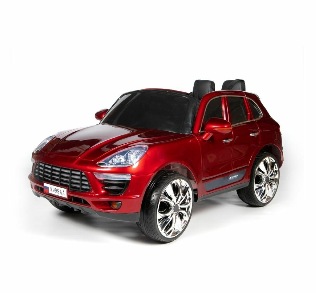 Электромобиль "Porsche Macan", от 1 года, от аккумулятора 12В/7Ач, кожаный, красный