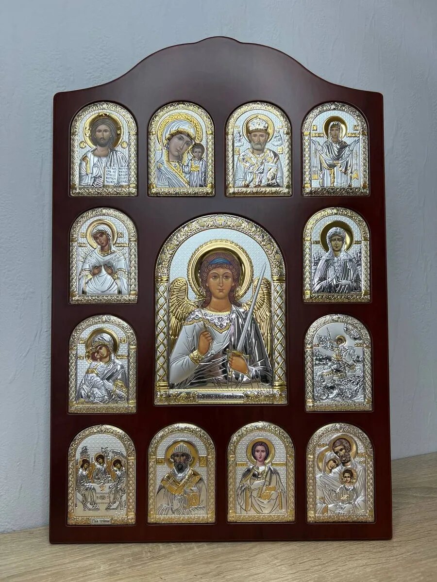 Ангел хранитель, иконастас, красное дерево 365х550