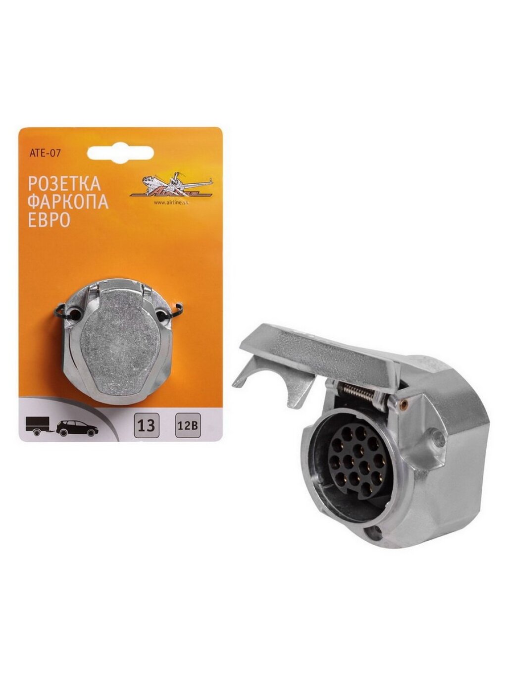 Розетка фаркопа (13 контактов) "AIRLINE" (евро, металл)