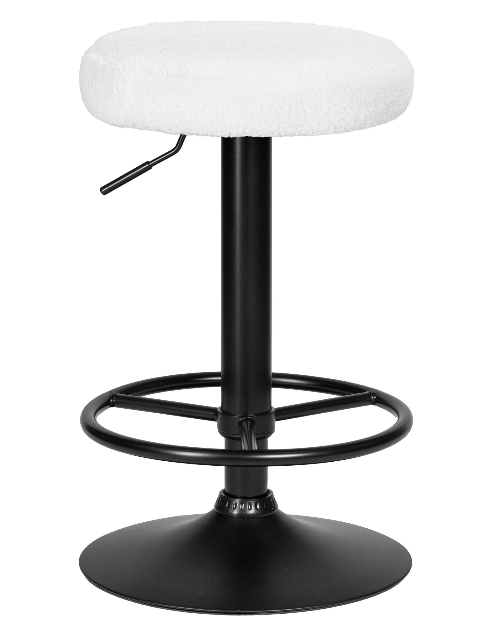 Табурет барный DOBRIN TEDDY BLACK, LM-5038_BlackBase, белый букле (13)