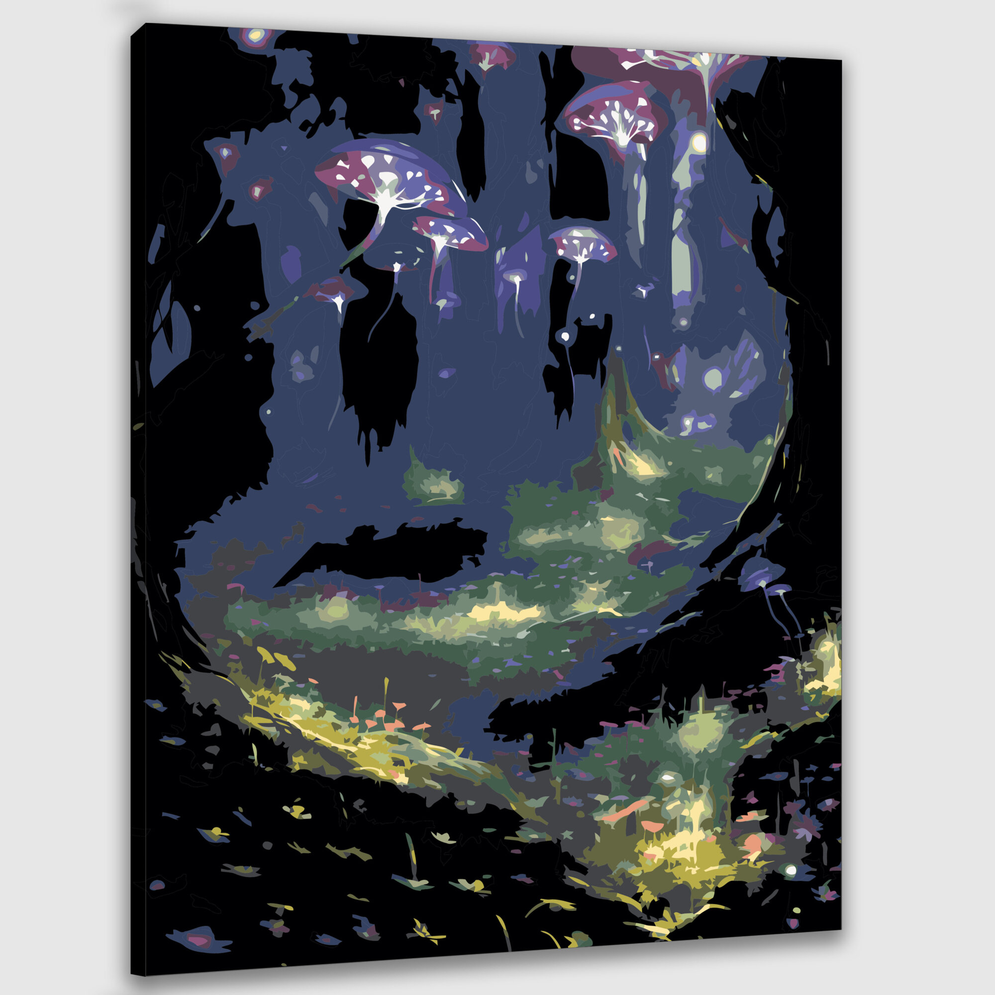 Картина по номерам 40x50 см, ельфы, светящиеся ауры, заколдованный лес, фотореализм, цифровая иллюстрация, яркая флора
