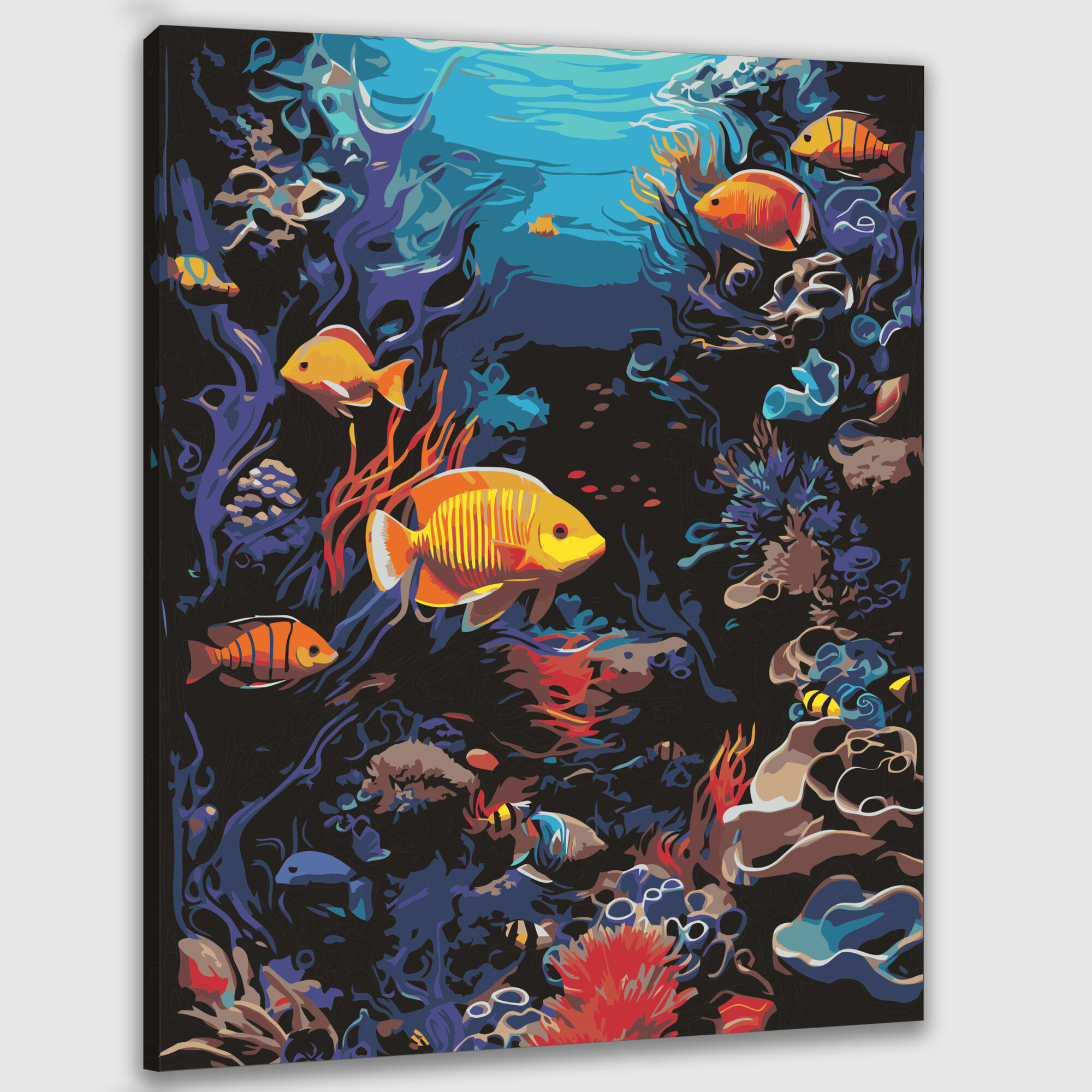 Картина по номерам 40x50 см, подводное царство, морские существа, коралловые рифы, цвет, текстура, детали, материалы