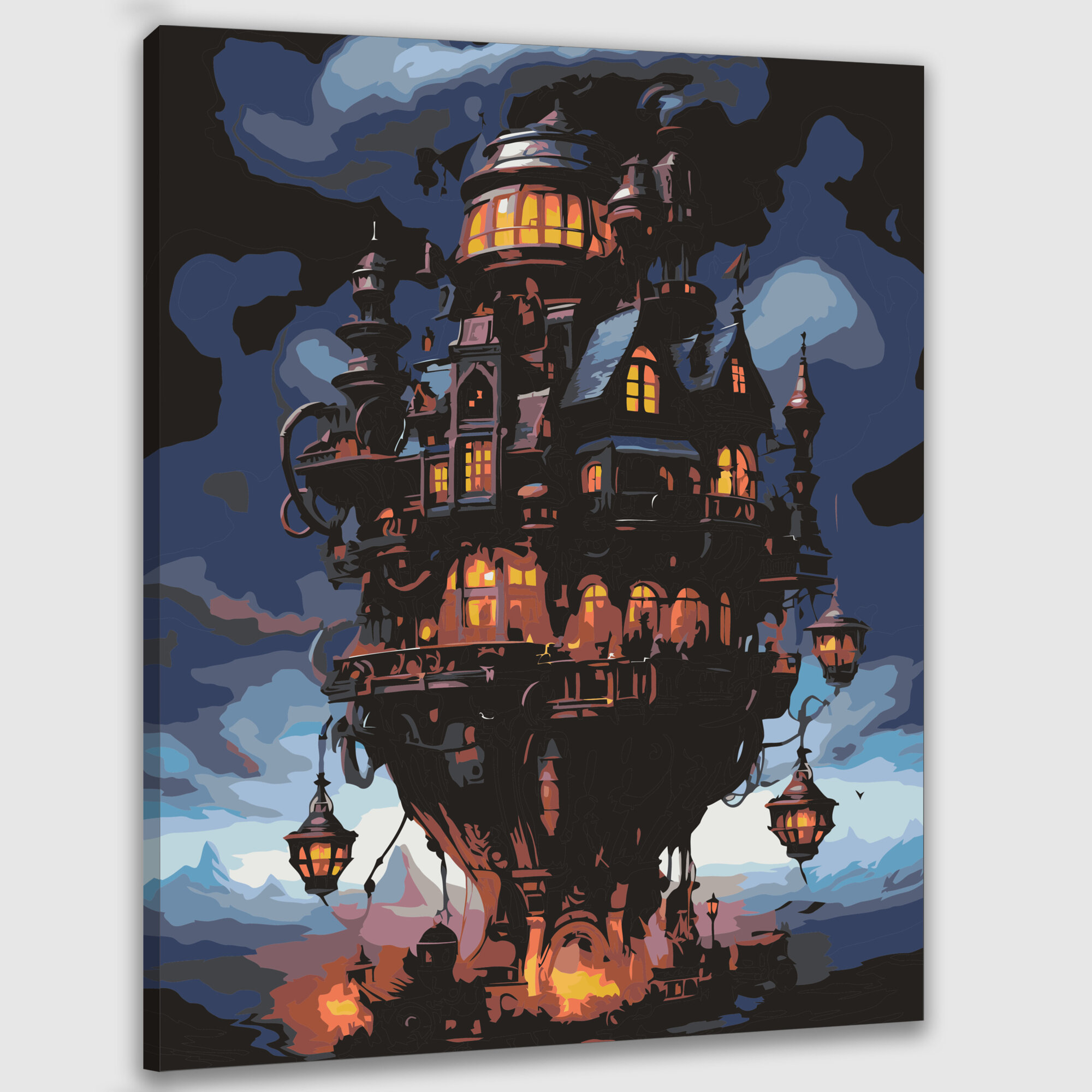 Картина по номерам 40x50 см, картина, цифровая, фантастическая штуковина, Чудо-машина, стимпанк, шестеренки, рычаги