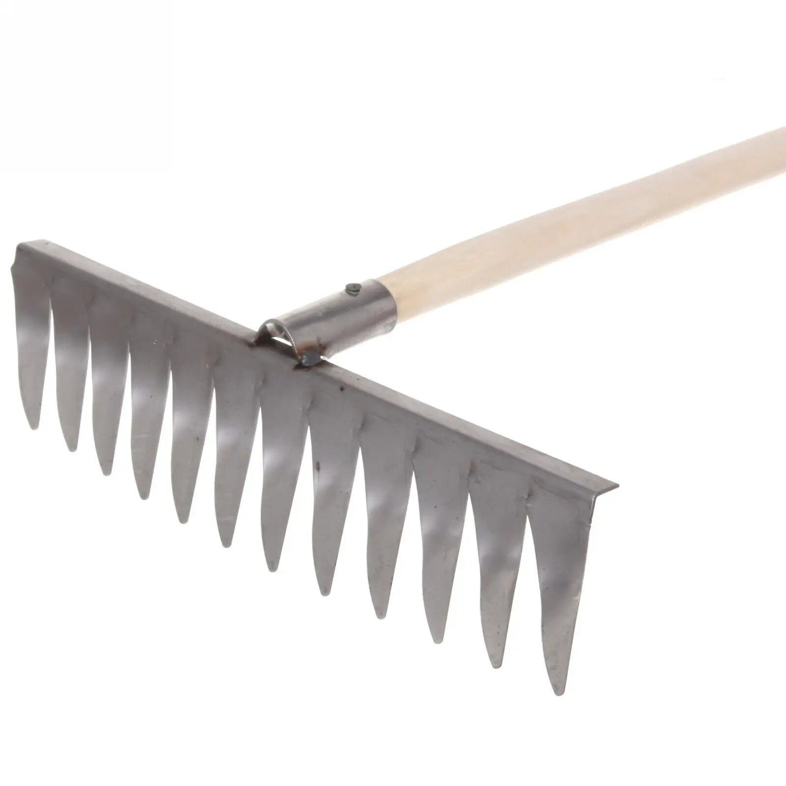 Грабли витые 12 зубьев, нержавеющая сталь, d-30мм, с деревянной ручкой