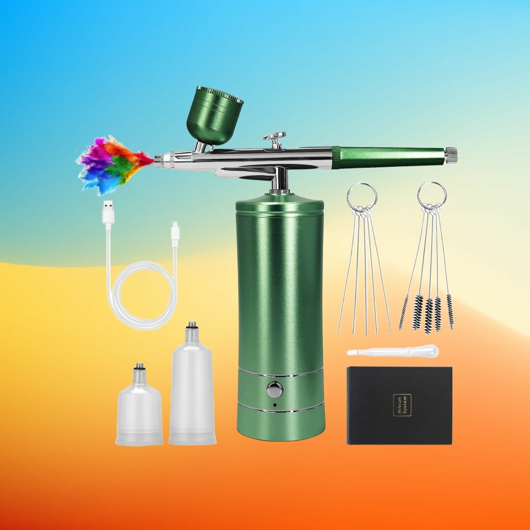 Набор беспроводной аэрограф с аккумулятором и компрессором для творчества / моделизм, украшение тортов, маникюр, косметология и др. сферы