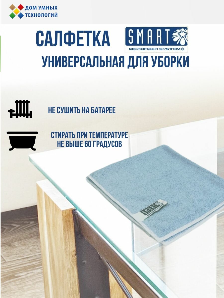 Салфетка для уборки Суперлюкс 40х40см Smart голубая