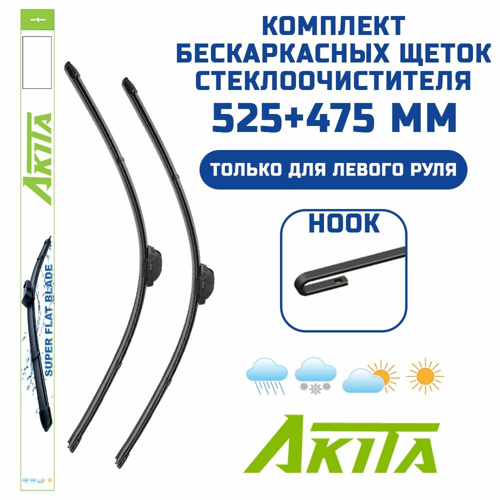 Бескаркасные щетки VW Golf Hb (Mk3,1H1) 08.1991-07.1998 (525+475 мм)