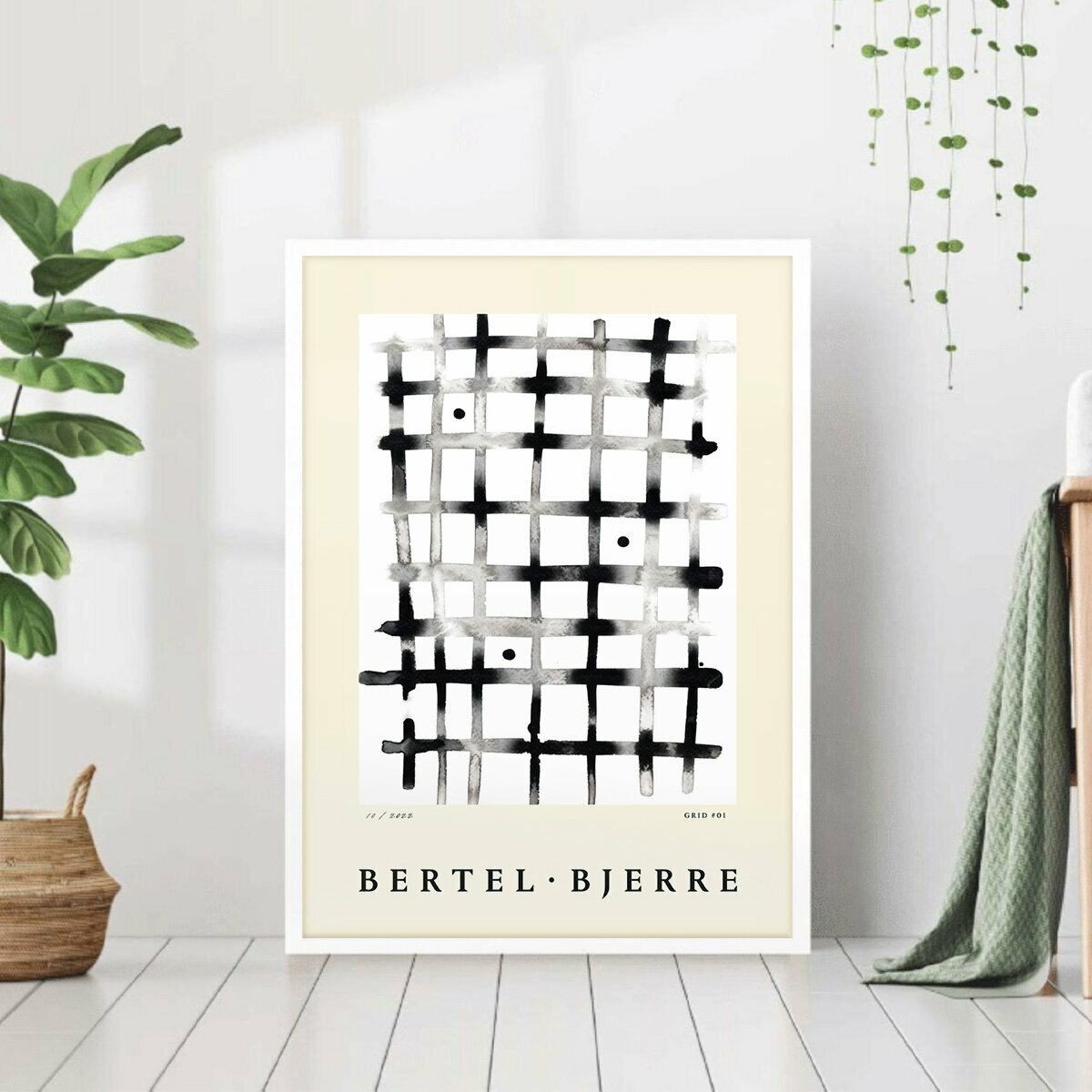 Постер "Абстракция клетка" 50х70 в белой рамке для интерьера на стену