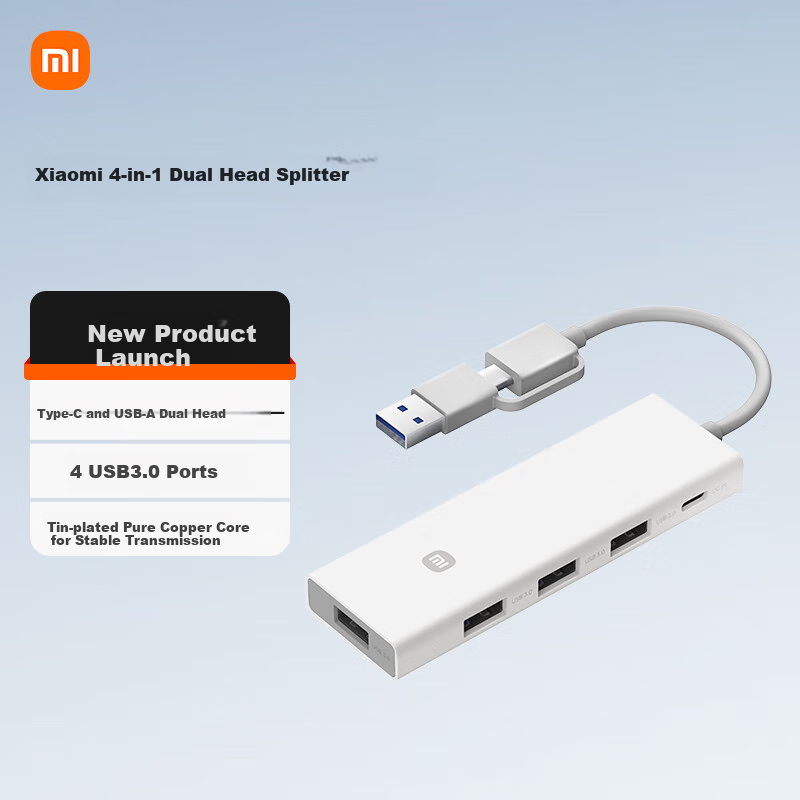 MI 4-in-1 Dual-Head Splitter Hard Drive HUB Hub USB Splitter Multi-function Adapter for Laptop and Mobile Phone