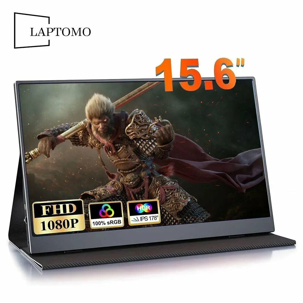 Портативный монитор Laptomo, 15.6", 1920х1080, 60Hz, IPS, чёрный