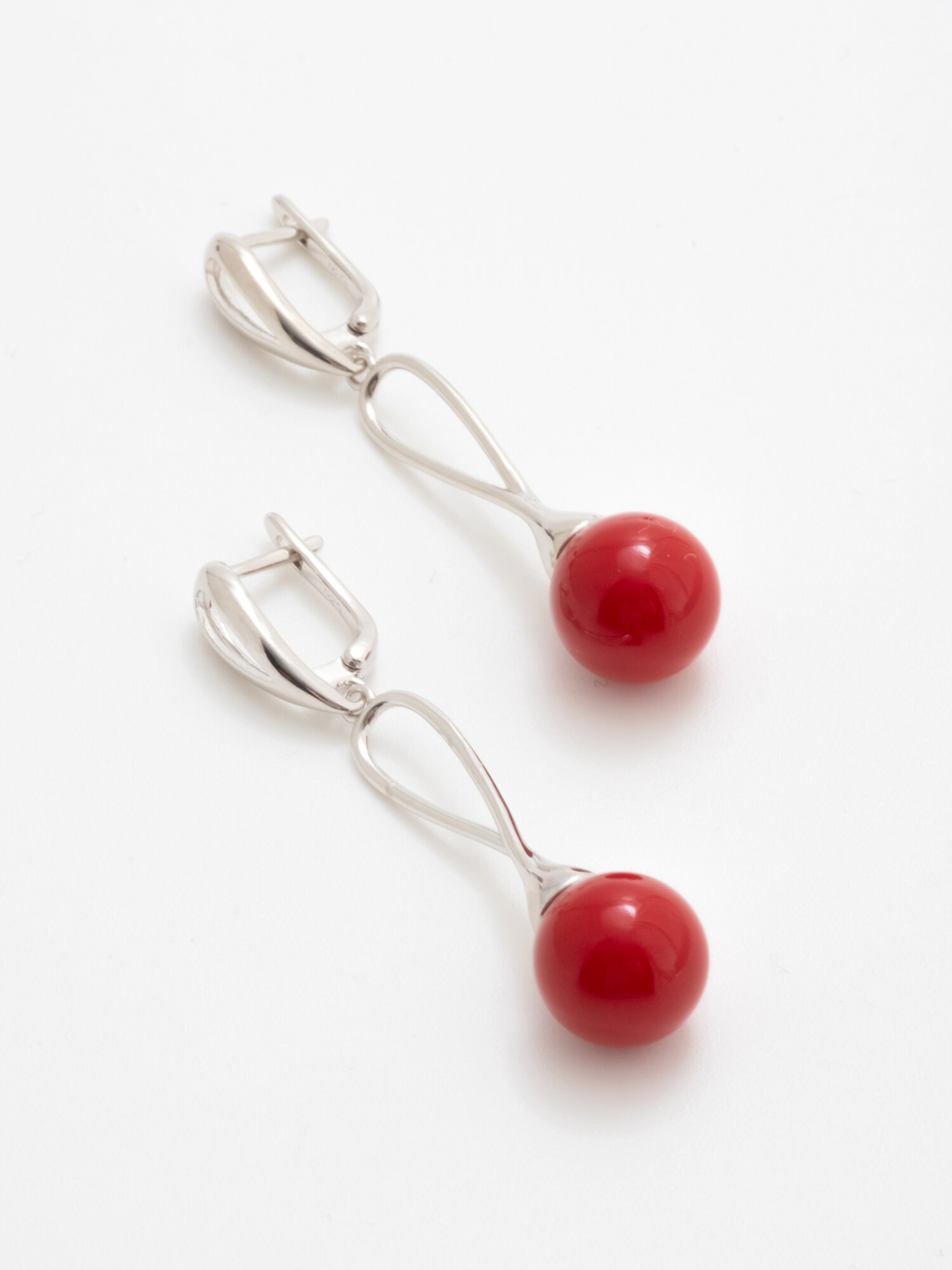 Серьги, коралл синтетический