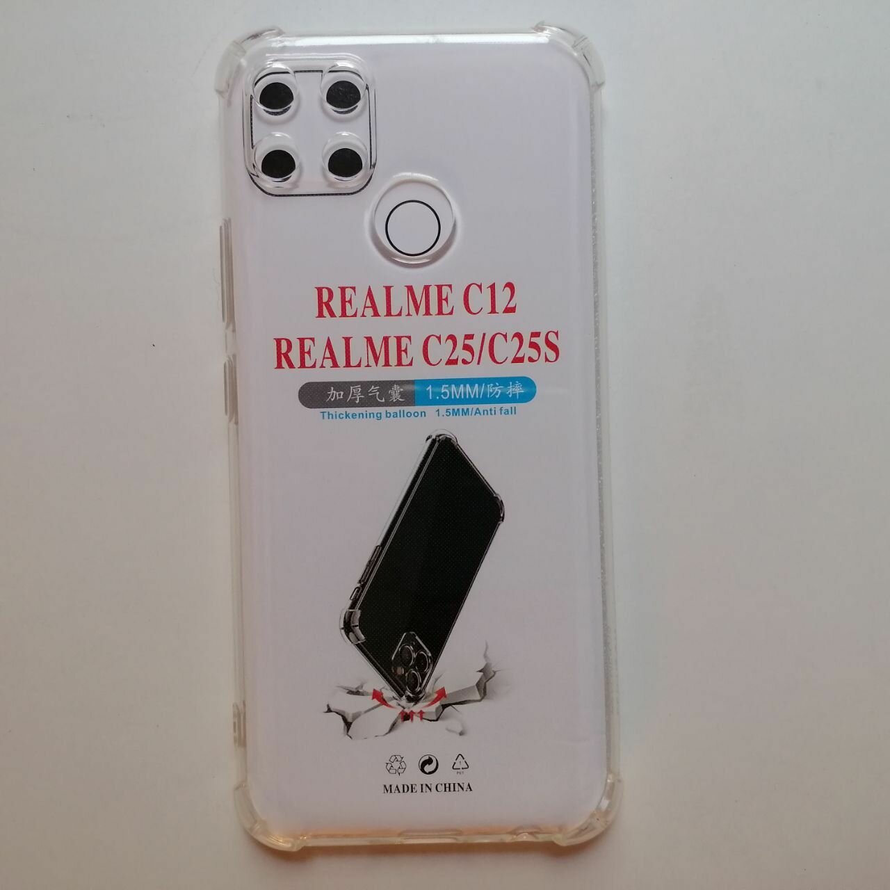 Чехол силиконовый прозрачного цвета для смартфона Realme C25S с усиленными углами