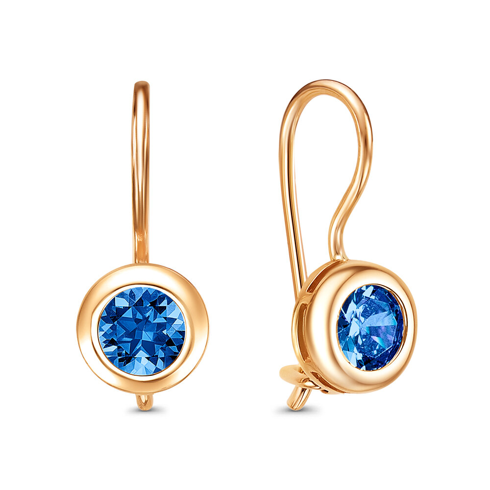 Серьги клаймберы, красное золото, 585 проба, фианит