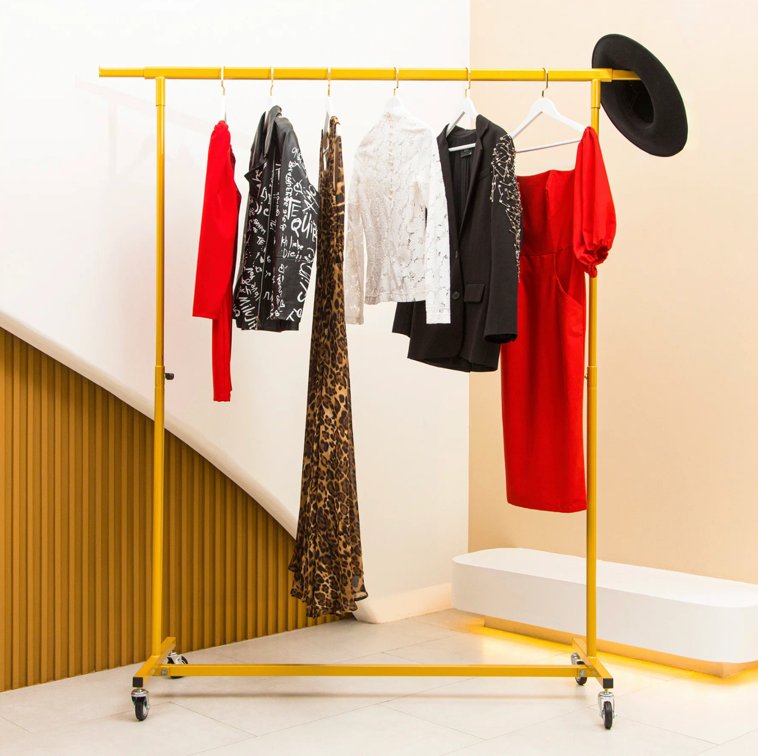 Вешалка для одежды напольная , для гардеробной, магазина, вешалка рейл напольная для одежды металлическая разборная