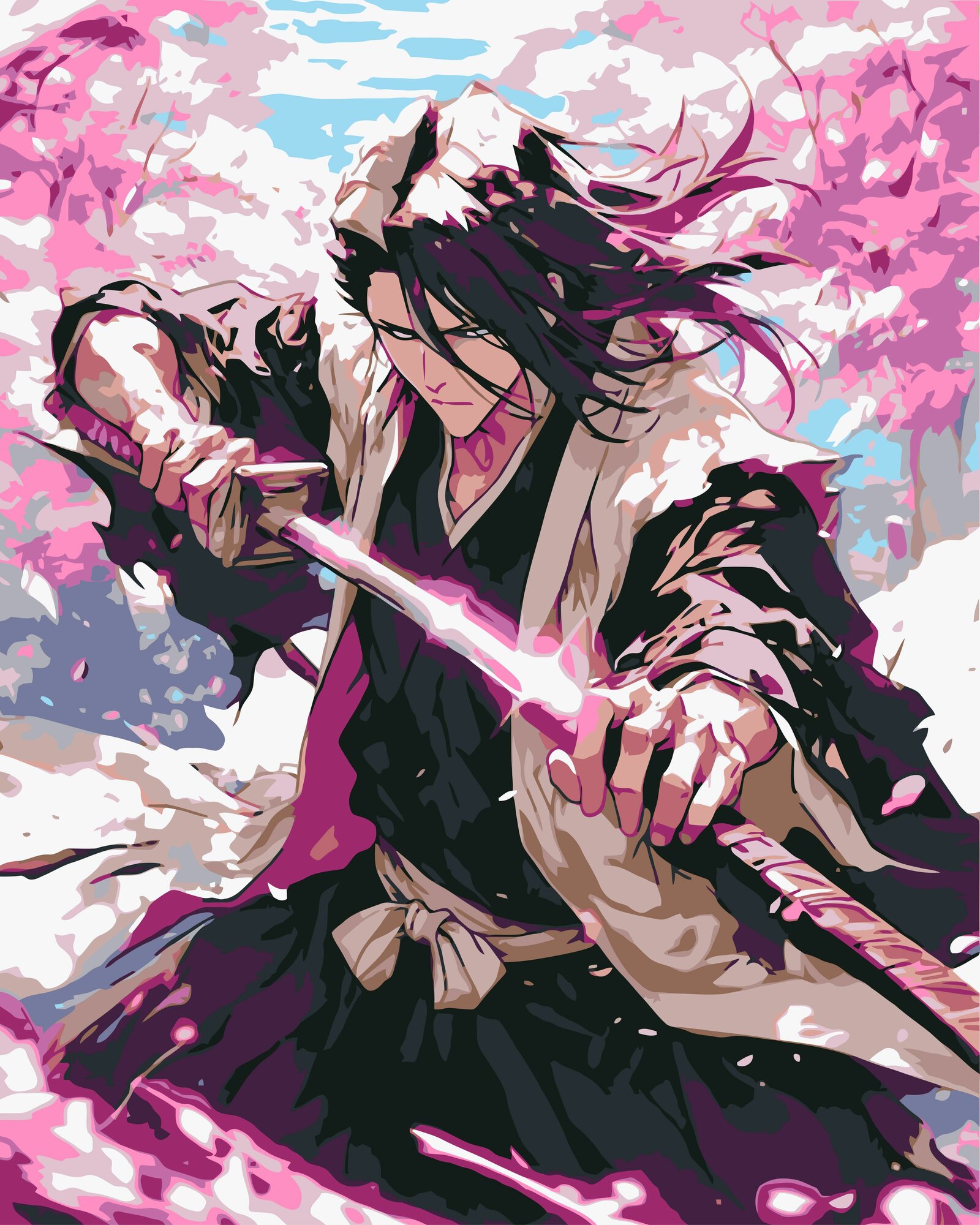 Картина по номерам T756 "Блич- Бьякуя Кучики" 40х50